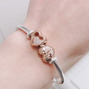 Pandora | Jewelry | Pandora 596477 Rose Gold Sparkle Love Bangle Set ...